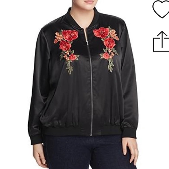 Cupio | Jackets & Coats | Cupio Curvy Black Satin Bomber Jacket X ...